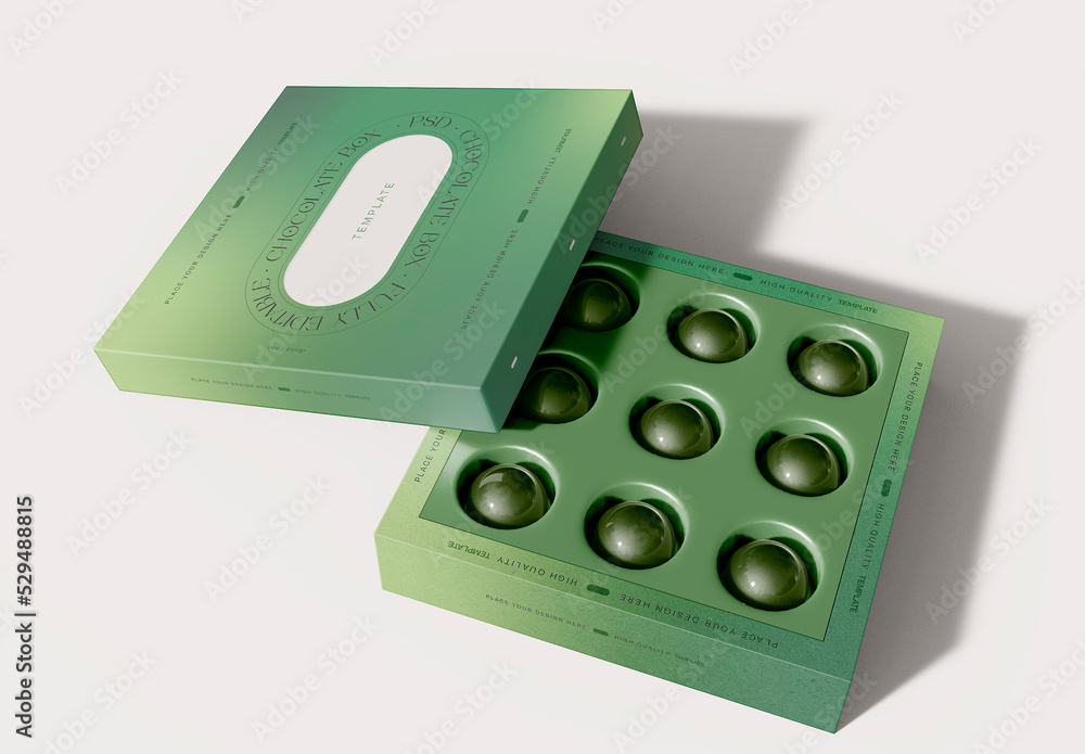 3D Square Chocolate Box Mockup Stock Template | Adobe Stock