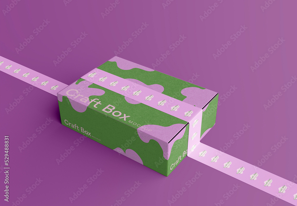 3D Delivery Box with Tape Mockup Stock Template | Adobe Stock