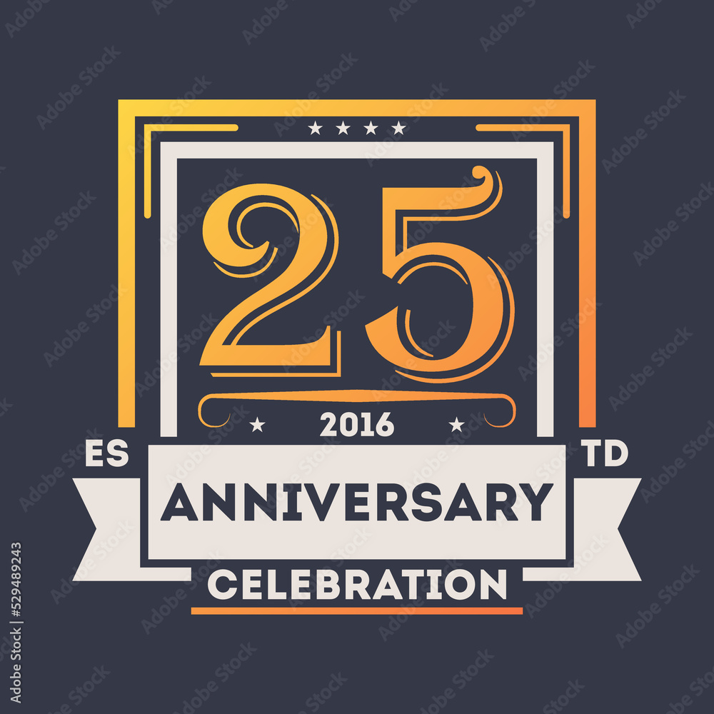Anniversary celebration logo, 25 years label isolated vector ...