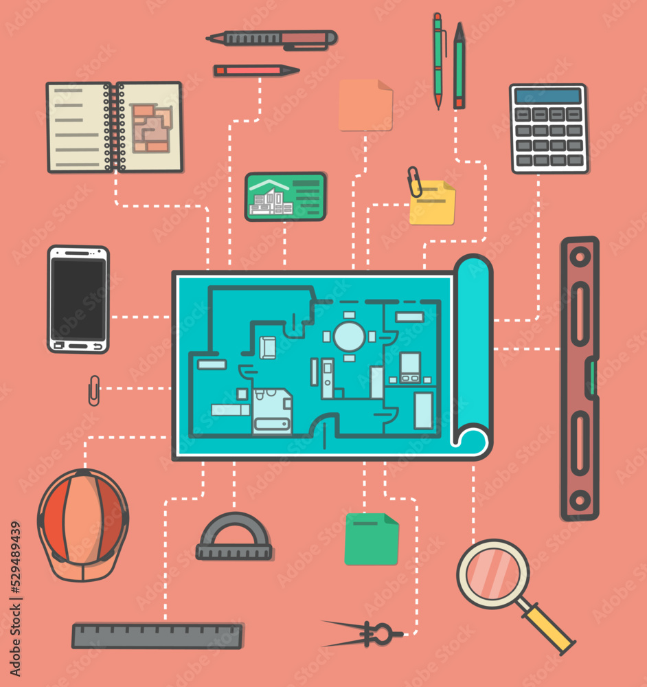 Architecture infographic vector illustration. Building project, design ...
