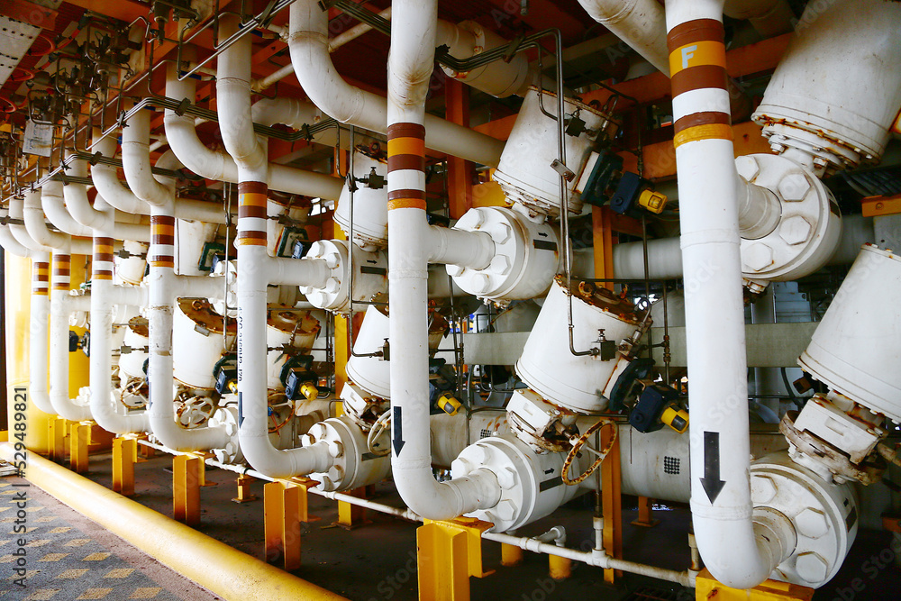 Manifold line of oil and gas production which controlled by program or ...