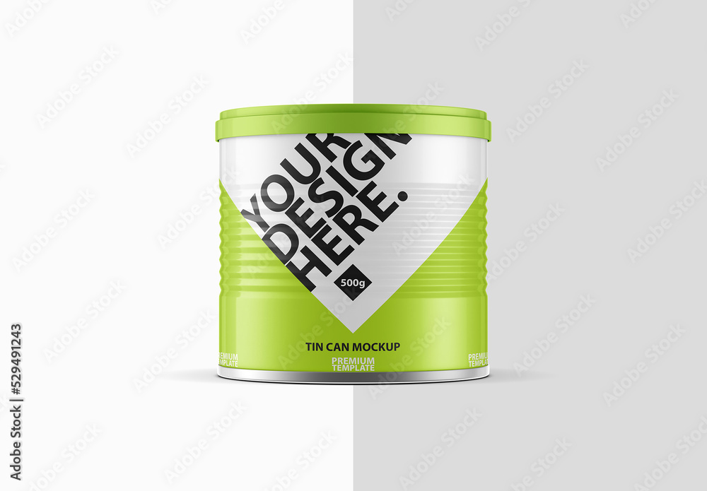 Metal Tin Can Packaging Mockup Stock Template | Adobe Stock