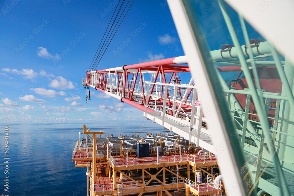 Crane under maintenance routine job by crane operator or technician ...