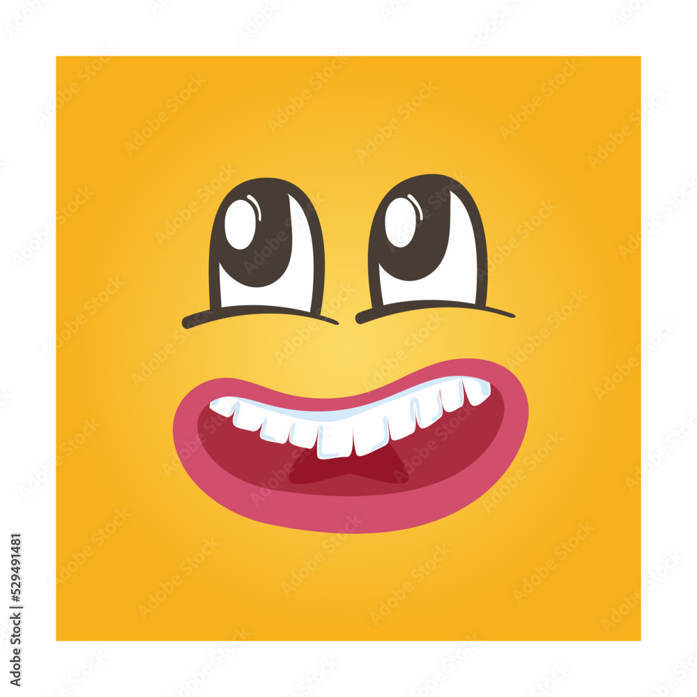 Dreamy smiley face vector icon. Funny facial expression emoji, cute ...
