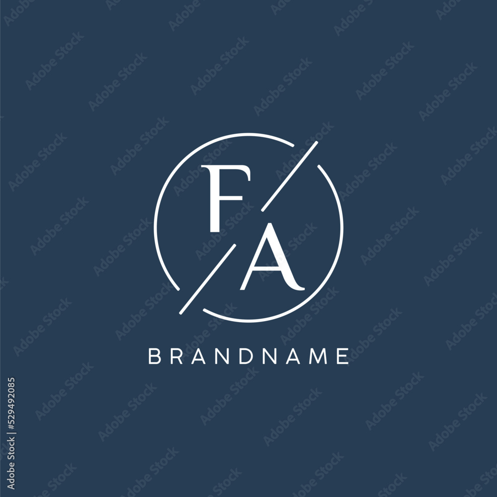 Initial letter FA logo monogram with circle line style Stock Vector ...