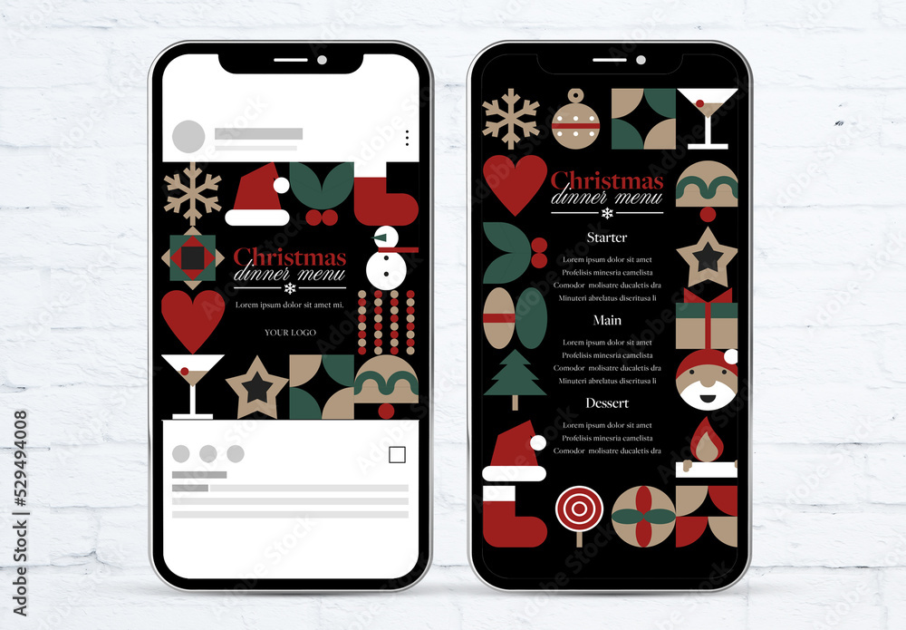 Digital Christmas Restaurant Menu Stock Template | Adobe Stock