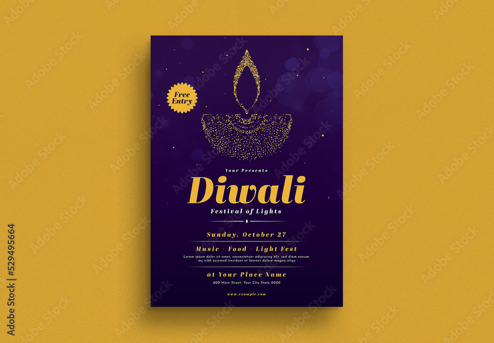 Diwali Festival Event Flyer Layout Stock Template | Adobe Stock
