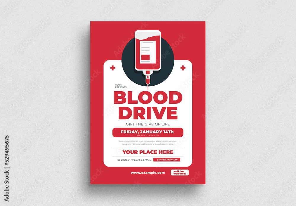 Blood Drive Event Flyer Layout Stock Template | Adobe Stock