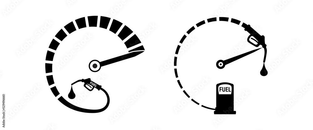 Vecteur Stock Creative fuel level icon set isolated on white with fuel ...