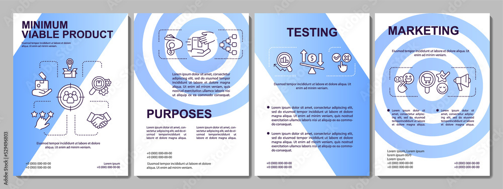 Minimum viable product factor blue brochure template. Business. Leaflet ...