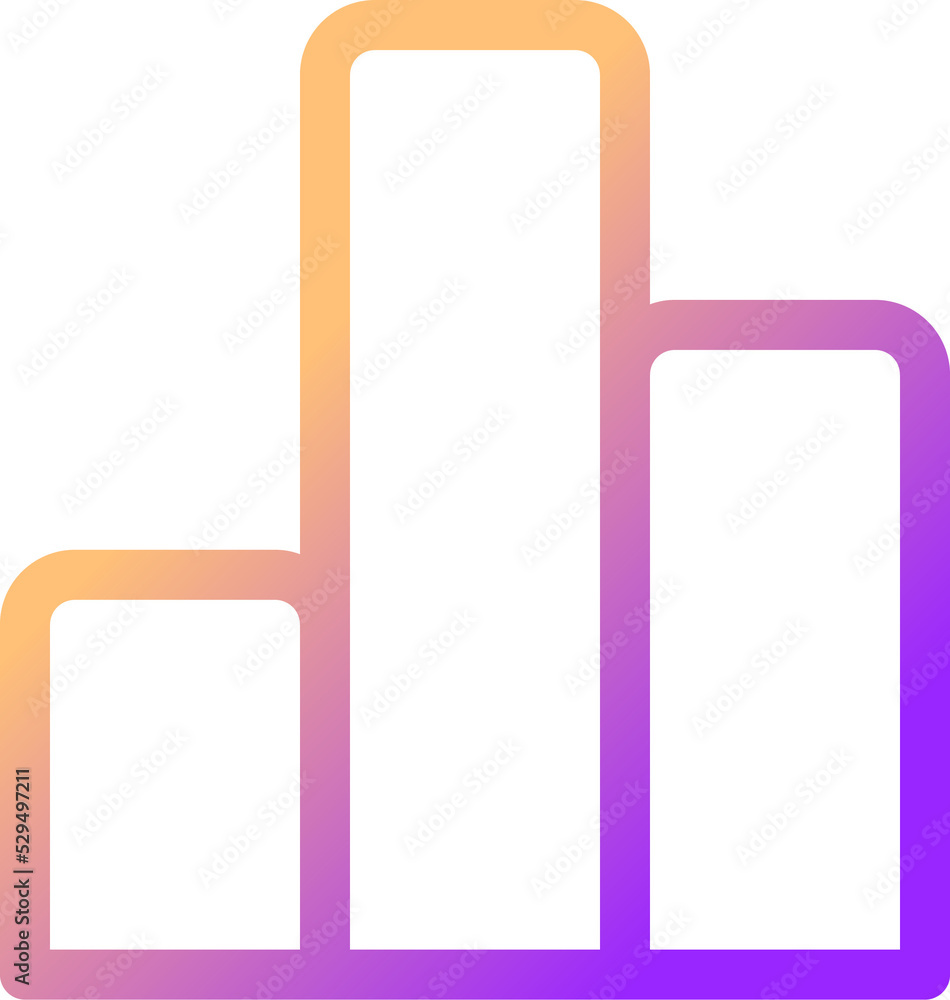Column graph gradient linear ui icon. Vertical bar chart. Math lesson ...