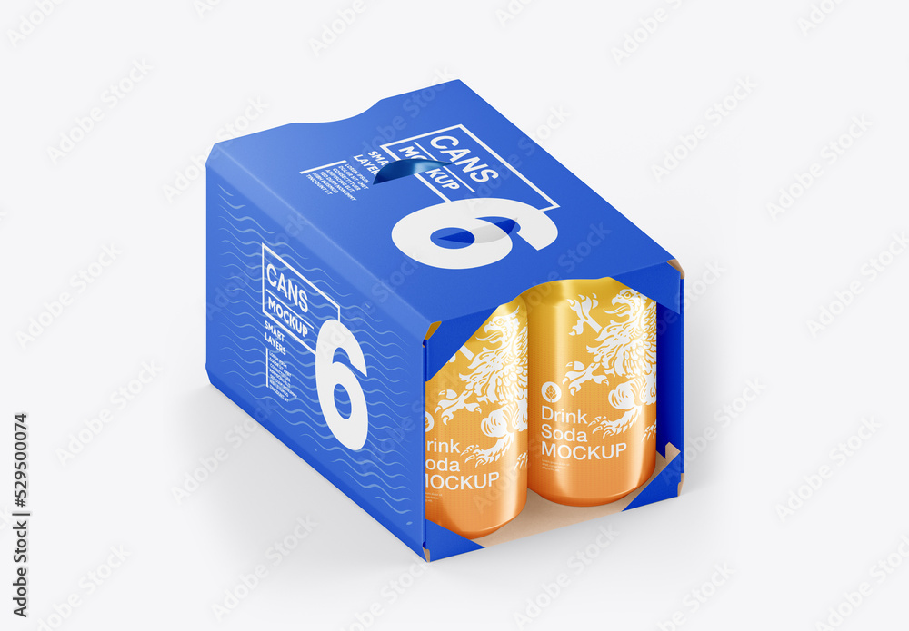 6 Cans Pack Mockup Stock Template | Adobe Stock