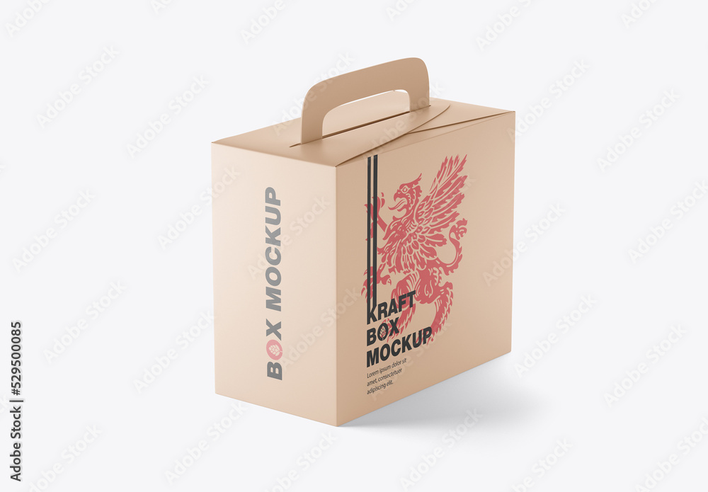 Kraft Paper Box with Handle Mockup Stock Template | Adobe Stock