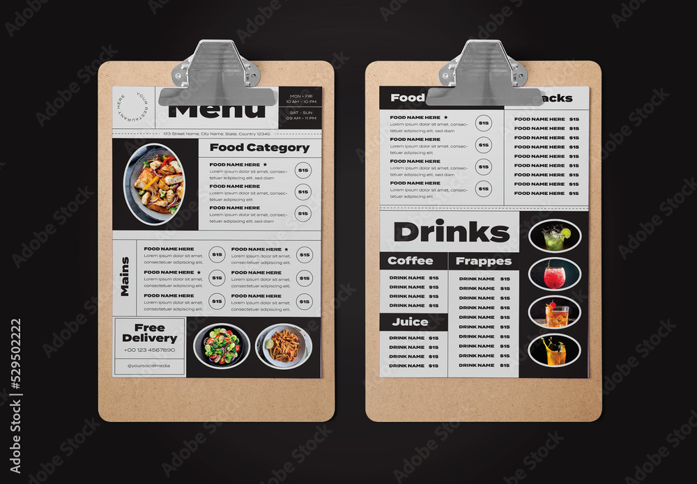 Grey Minimalist Food Menu Layout Stock Template | Adobe Stock
