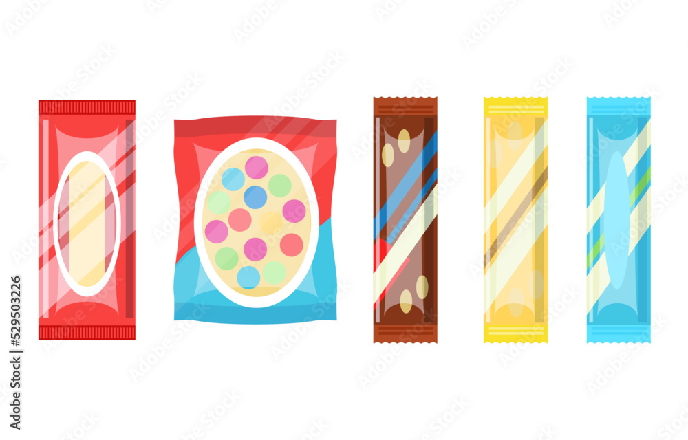 Packaged chocolate bar and candy set vector illustration isolated on ...