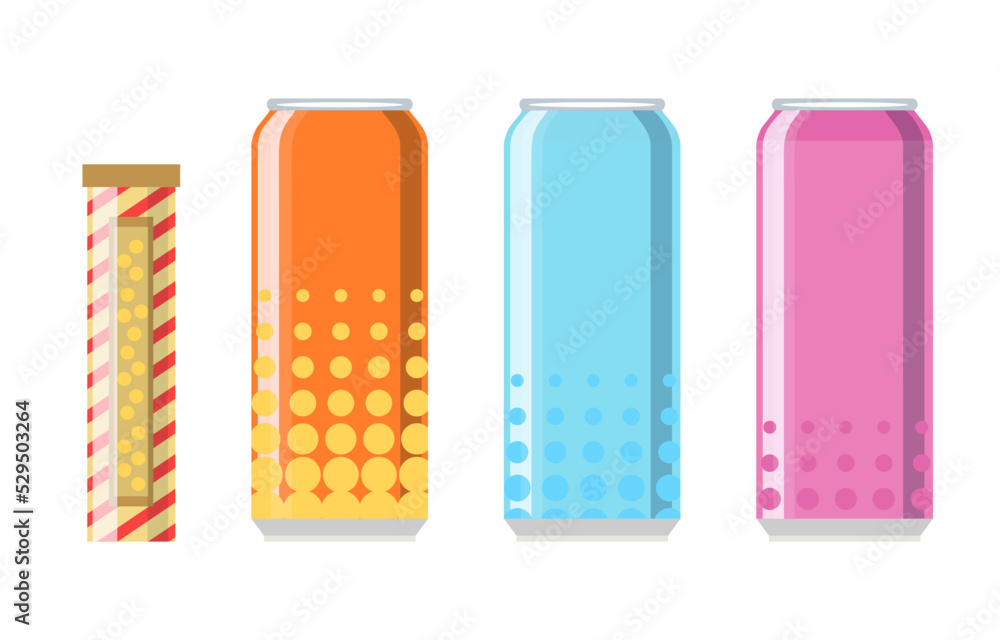 Aluminum drink can set vector illustration isolated on white background ...