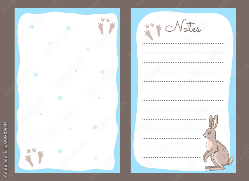 planner with a vector pattern of rabbit and paws. Daily checklist ...