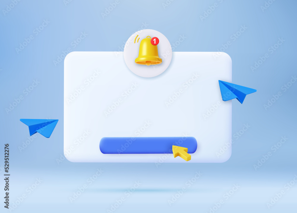 Notification 3D icon. Stock Vector | Adobe Stock
