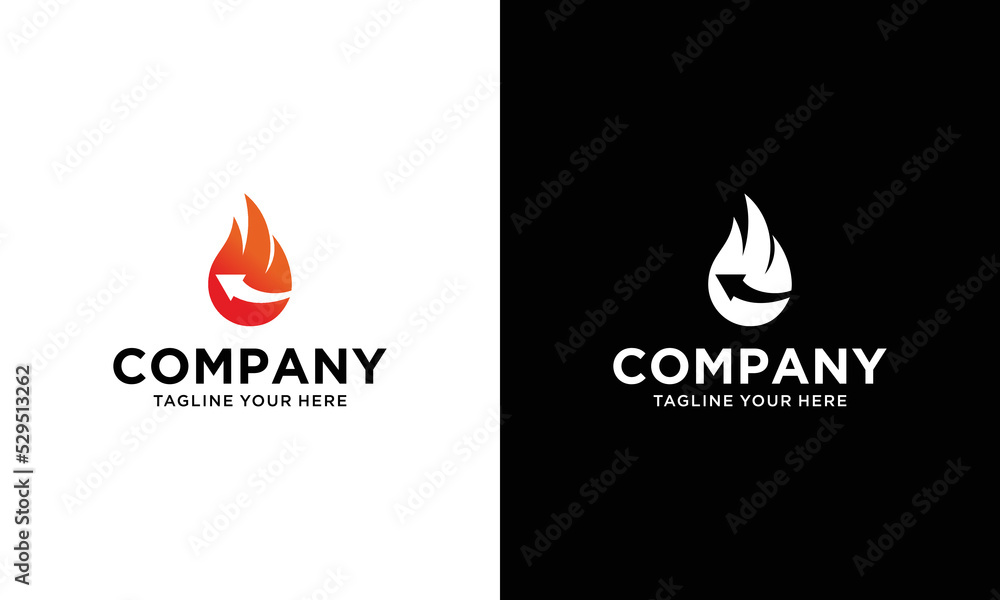 Fire arrow vector logo design. flame symbol with arrow icon for power ...