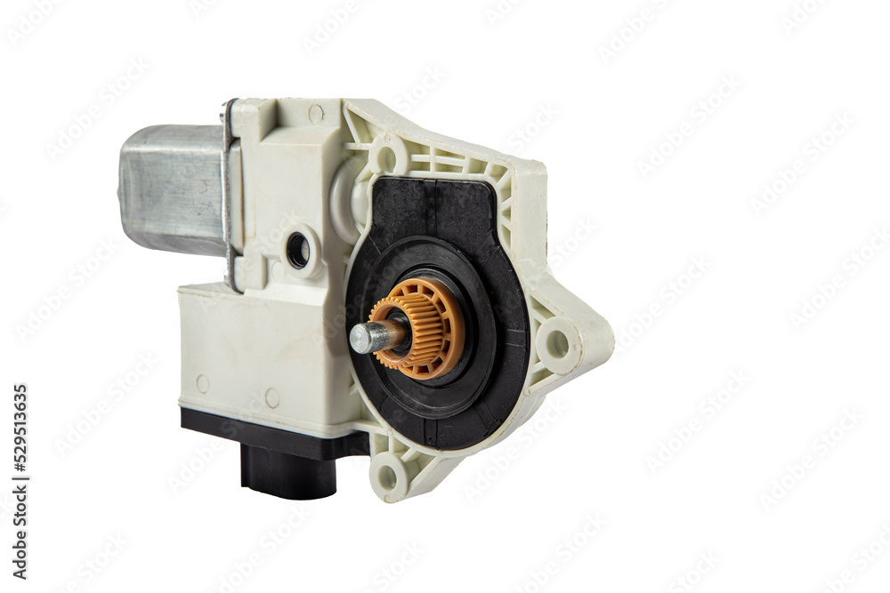 Motor, door window. Electric window mechanism motor for a car on a ...