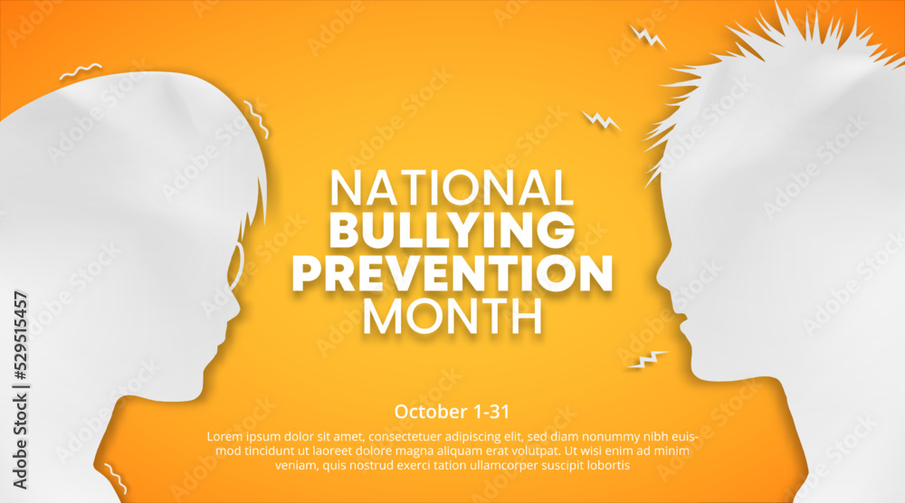 National bullying prevention month background with a cutting paper ...