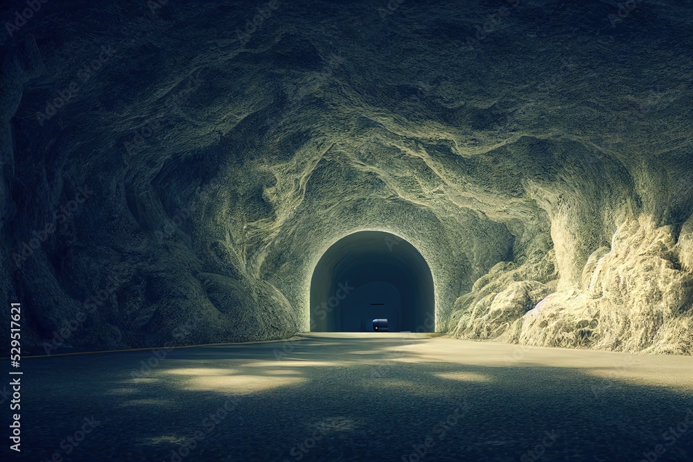 The exit from the empty tunnel is outside. Exit from the bunker with a ...