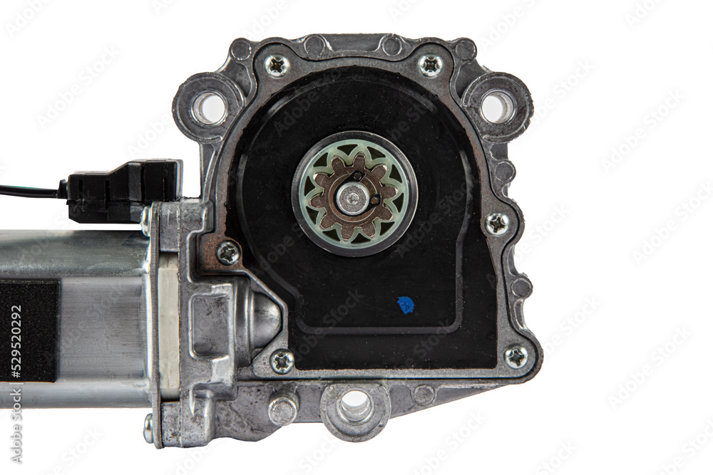 Motor, door window. Electric window mechanism motor for a car on a ...