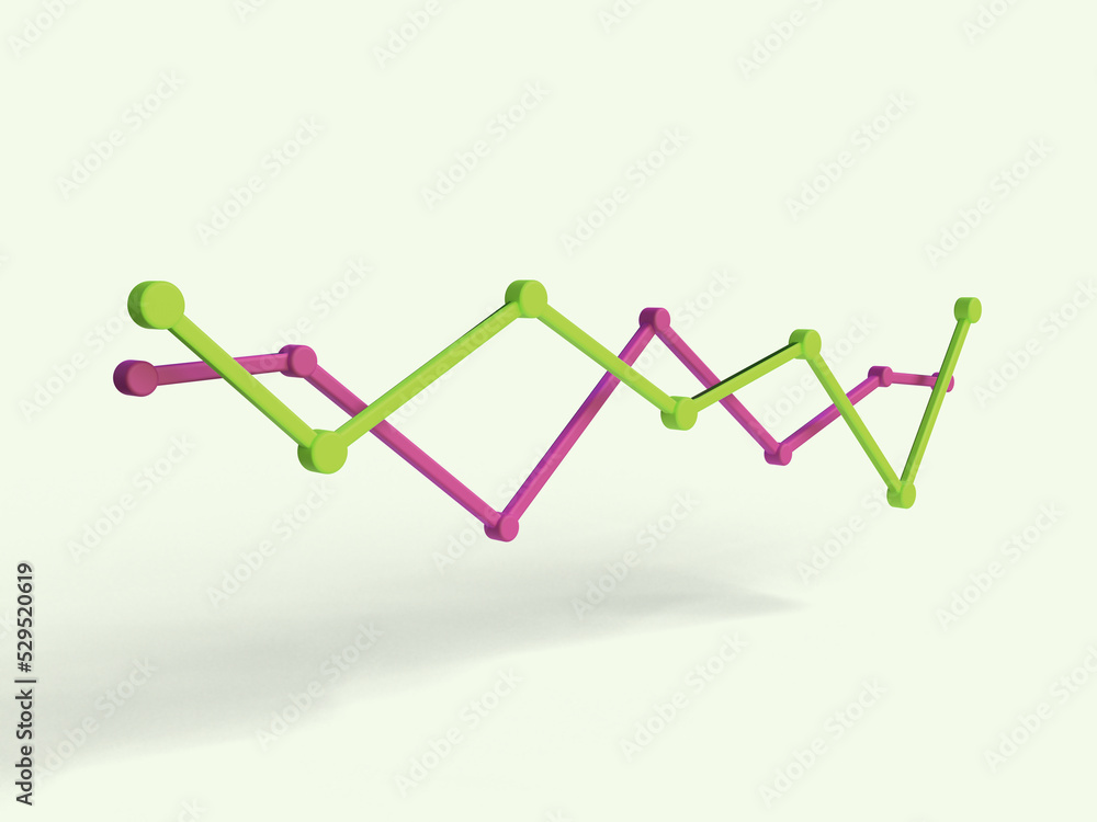 3D graph chart with a colorful separated section on a light background ...