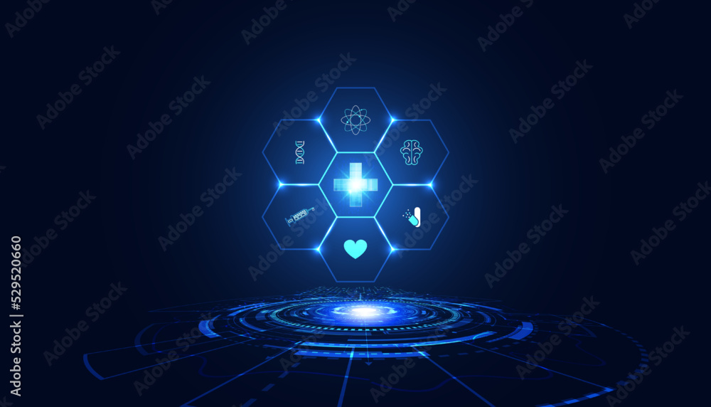 abstract health plus symbol with icons background concept health icons ...