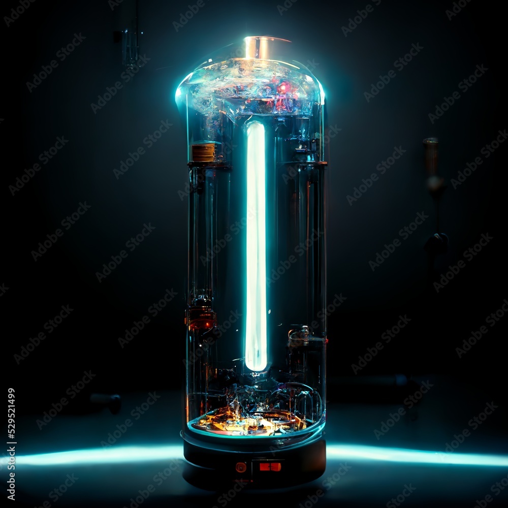 Nixie lamp, cyberpunk sci-fi light with glowing tube Stock Illustration ...