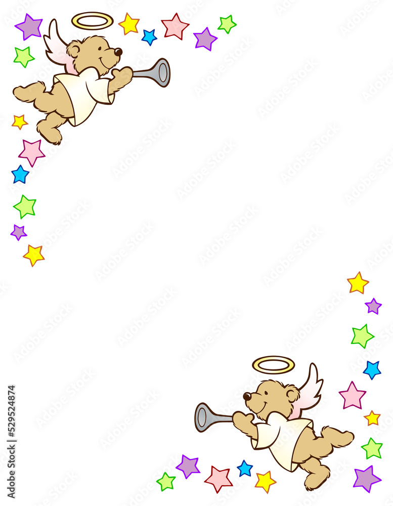 cute teddy bear angel corner ornaments Stock Illustration | Adobe Stock