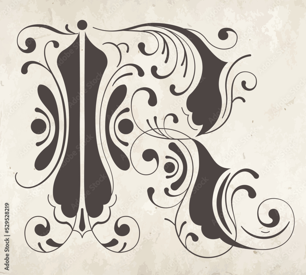 Decorative letter R Stock Vector | Adobe Stock