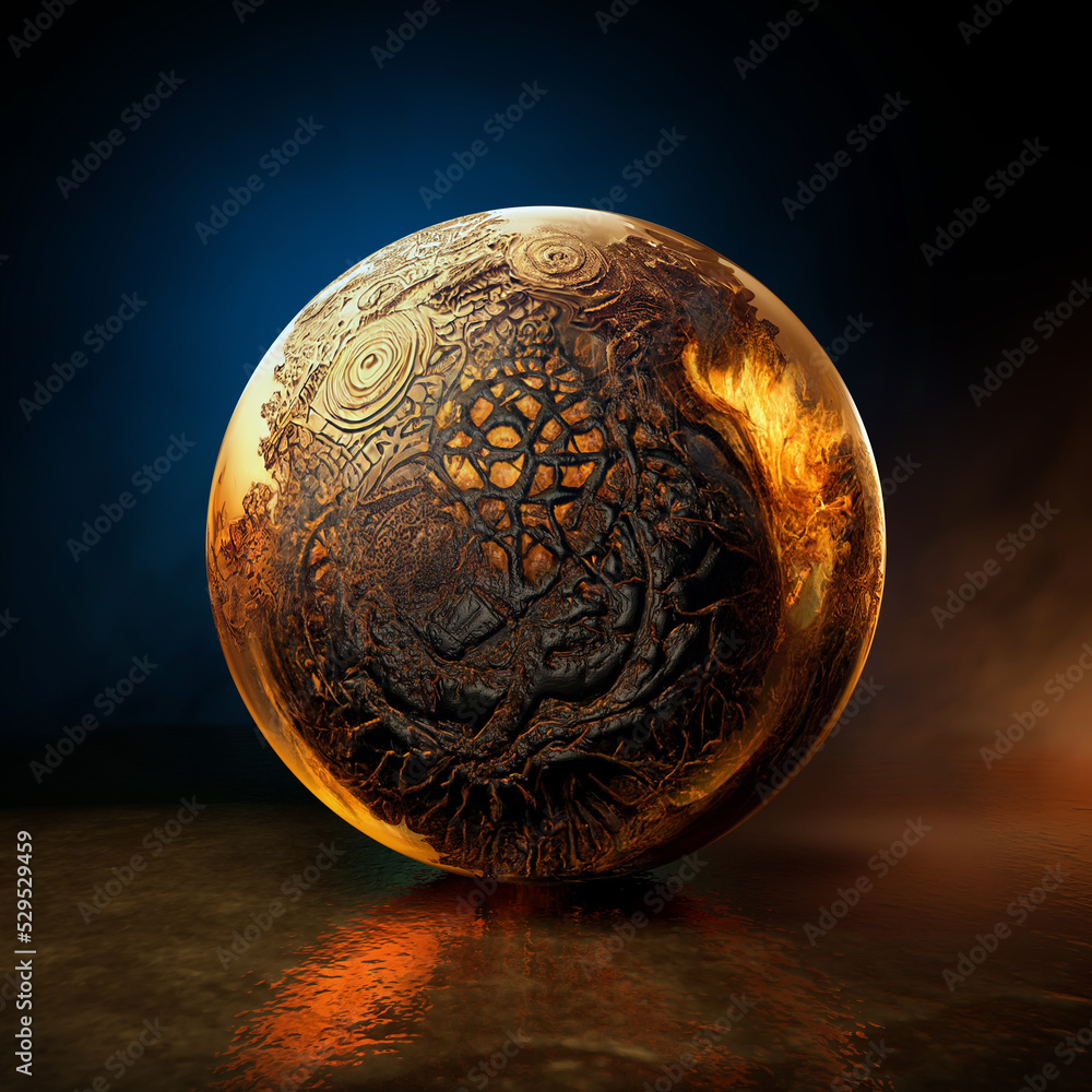 magic fireball, mysterious ball of embers, generative ai Stock ...