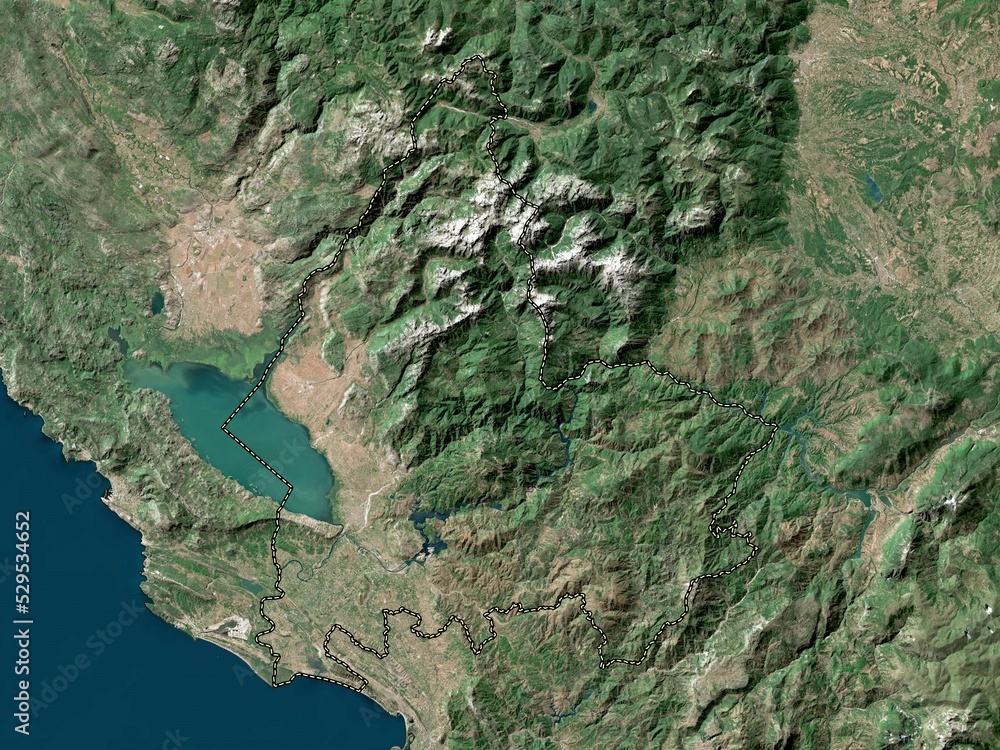 Shkoder, Albania. High-res satellite. No legend Stock Illustration ...