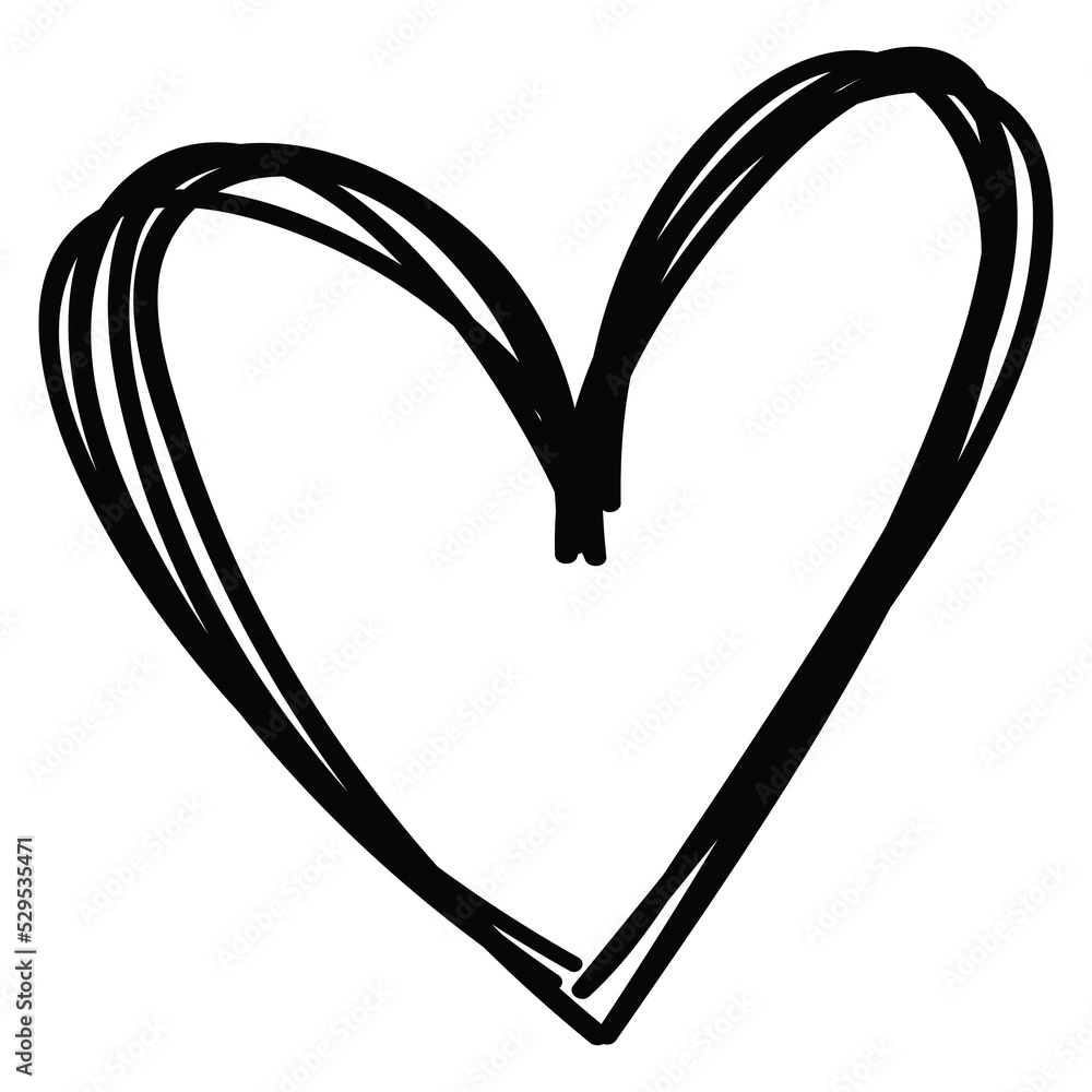 Heart Doodle Icon Isolated Hand Drawn Love Symbol Png File With