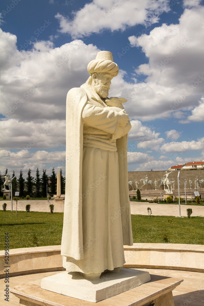 Statue of Haci Bektas Veli, the great Turkish philosopher of the 13th ...
