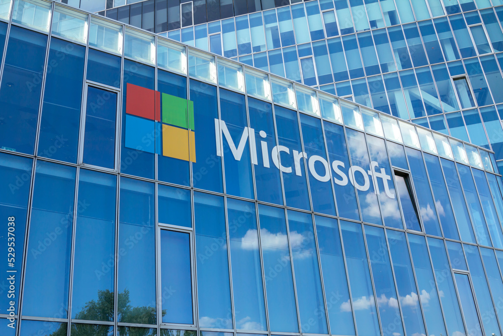Microsoft company headquarters office building. American multinational ...