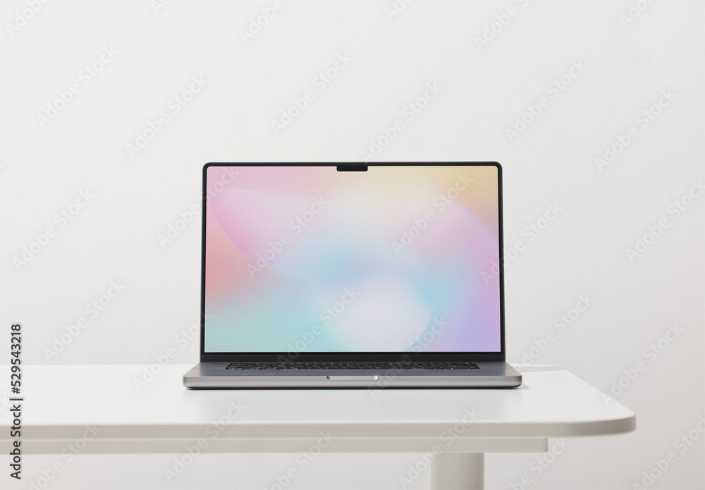 Frontal View Laptop Mockup on White Stock Template | Adobe Stock