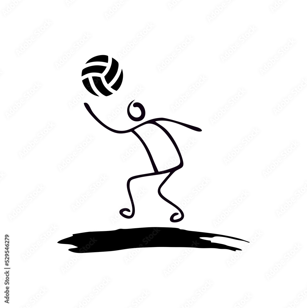 Stickman Serving Volleyball Logo Sign Stock Vector | Adobe Stock