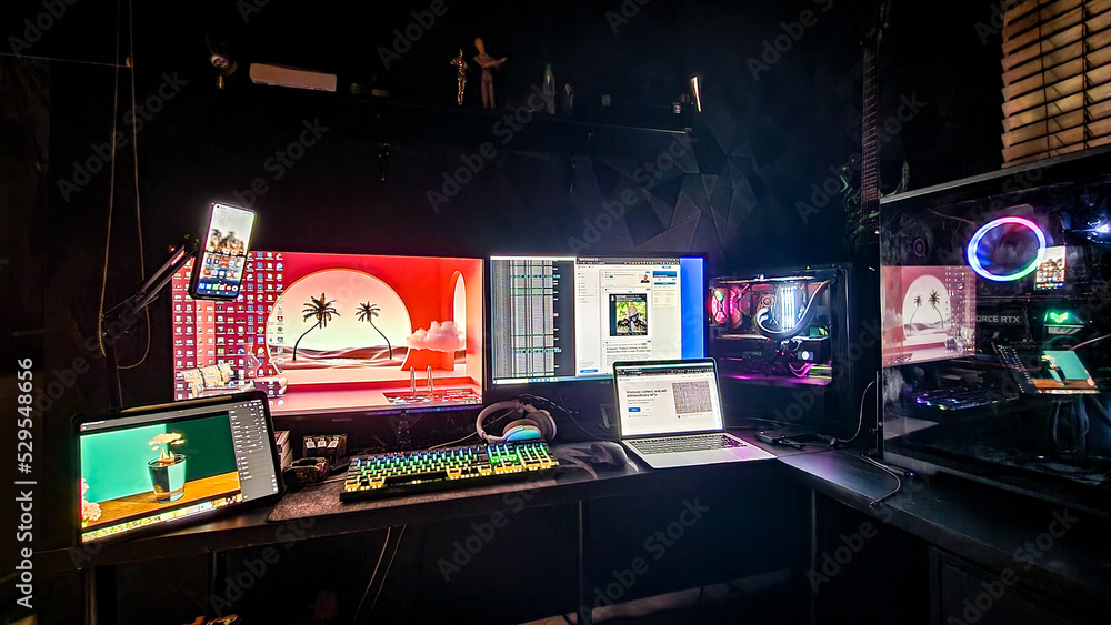 multiple display gaming mining designing desktop rig super computer ...