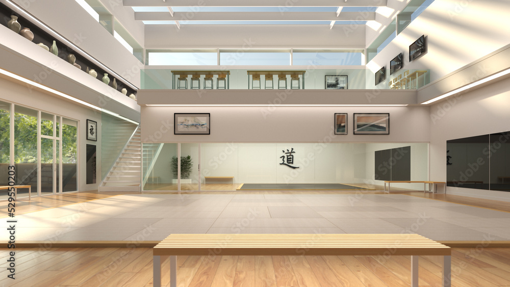 3D Illustration of Modern Dojo or Karate School with Light and Bright ...