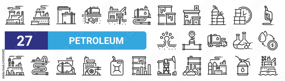 set of 27 outline web petroleum icons such as power plant, power plant ...