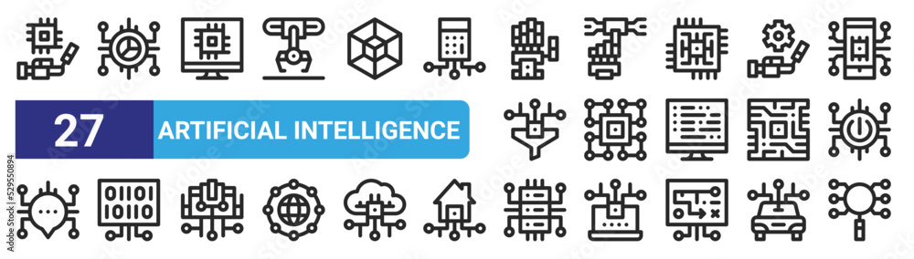 set of 27 outline web artificial intelligence icons such as artificial ...