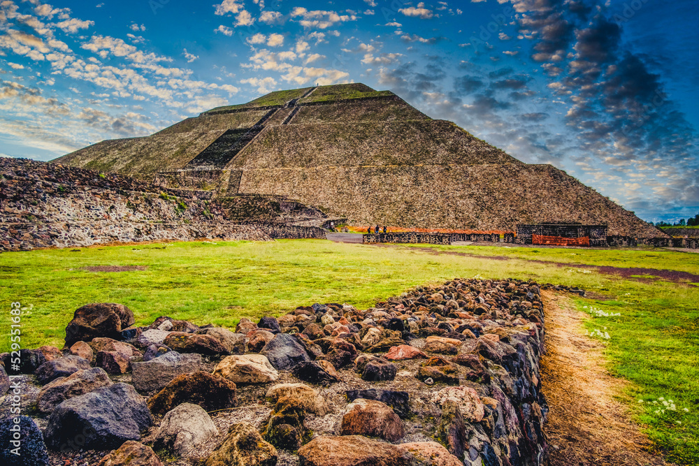 Pyramids of Teotihuacan Daylight Valley of Mexico Tourists Walking ...