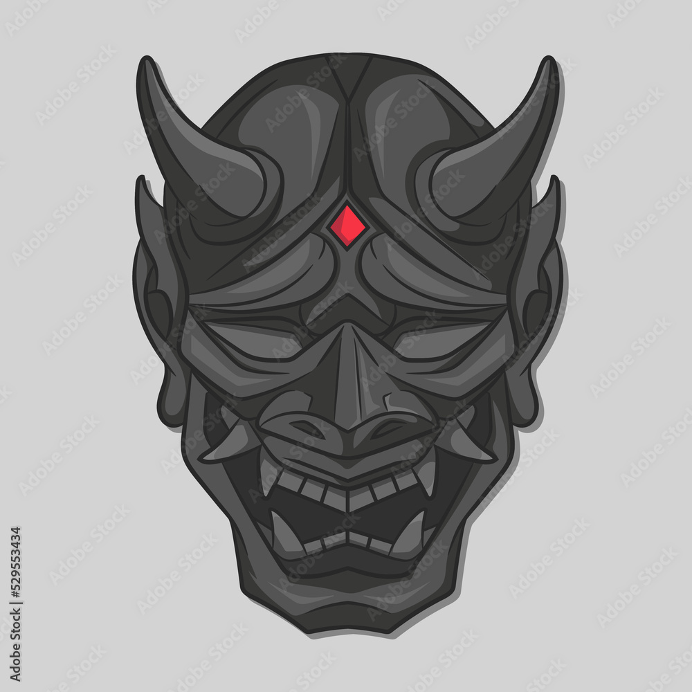 Black Oni mask vector illustration Stock Vector | Adobe Stock