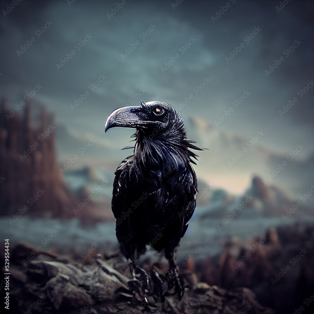 crow raven robot concept art illustration Stock Illustration | Adobe Stock