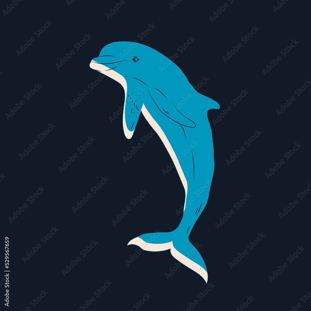 Jumping dolphin drawing Vector in cartoon style. All elements are ...