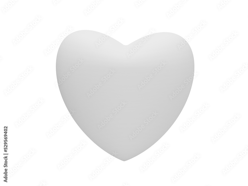 White heart 3D render on transparent background - PNG format. Stock Illustration | Adobe Stock