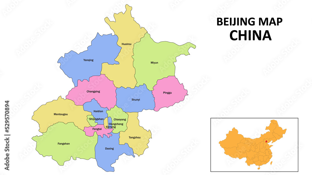 Fototapeta mapa świata dla dzieci Beijing Map of China. State and ...