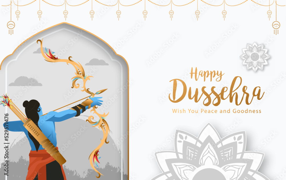 Happy Dussehra Navratri Poster Design Vector Illustration. Festival of ...